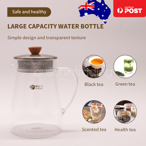 800ml Glass Teapot with Filter Lid Household Water Tea Coffee Jug Heat ...