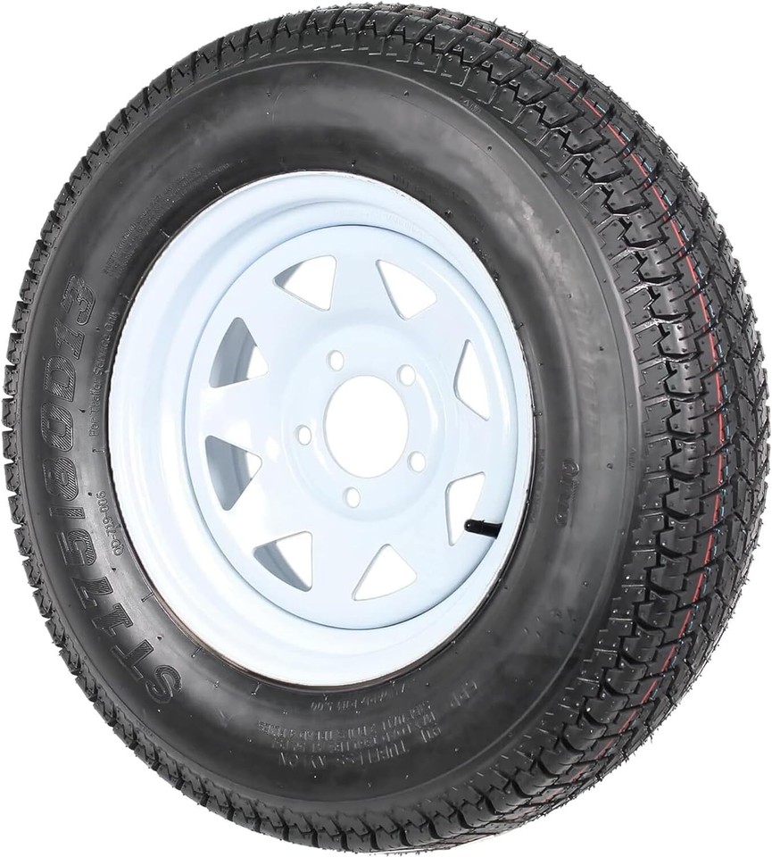 2 Pack ST175 80D13 Trailer Tires 175 80 13 5 Lug White Spoke Wheel Load ...