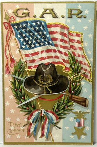 Decoration Day Patriotic Postcard GAR Cavalry Hat Crossed Swords Nash ...