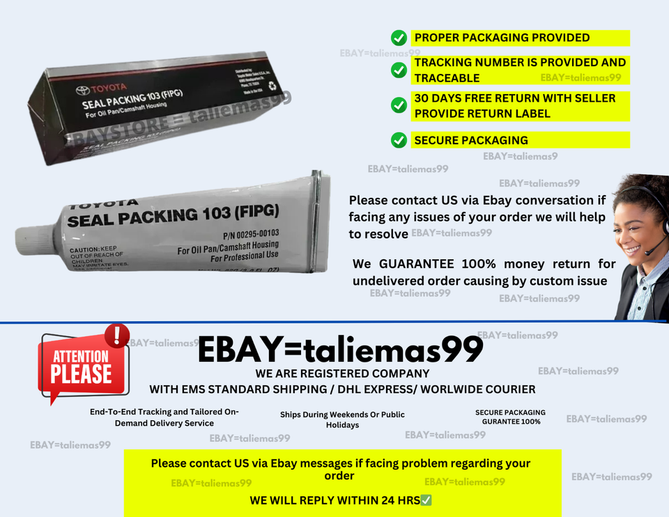 Genuine OEM Toyota Seal Packing 103 (FIPG), 00295-00103, 3oz, 1 Tube | eBay