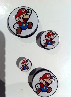 Pair Super Mario Ear Plugs Flesh Tunnel Tunnels Stretcher 6-25mm | eBay ...