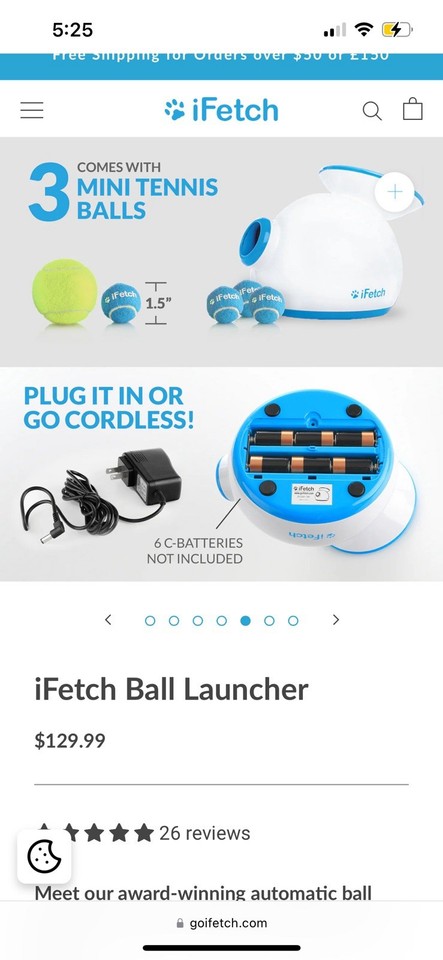 iFetch Interactive Automatic Ball Launcher for Dogs w/3 iFetch Tennis ...