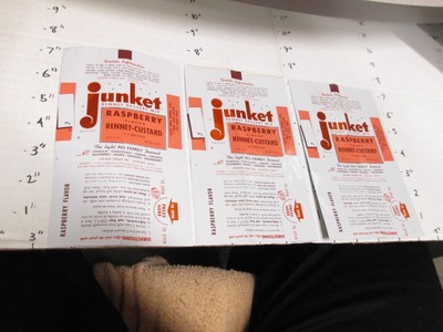 JUNKET rennet custard pudding 1950s dessert box aluminum (1) wrapper ...