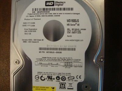 Western Digital WD1600JS-00SGB0 DCM:HBBHYTJAHN 160gb Sata 3.5" Hard ...