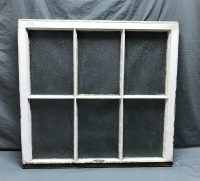 Antique Vintage 6 Lite Pebbled Privacy Glass Window Sash 29x31 White ...