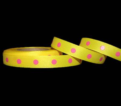 5 Yards Yellow Pink Polka Pot Dot Narrow Ribbon 1/2"W | eBay