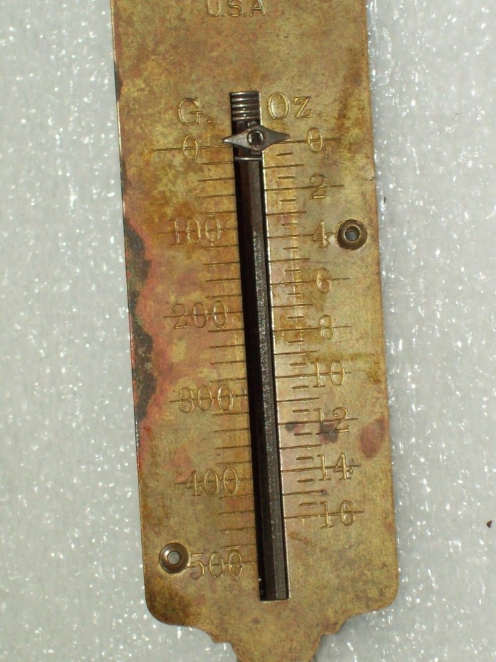 Antique ~ Chatillon ~ New York ~ Brass Hanging Scale ~ 500 Grams ~ 16 ...