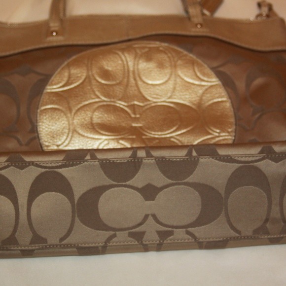 Coach F18335 Laura TOTE Purse Handbag Khaki & Gold | eBay