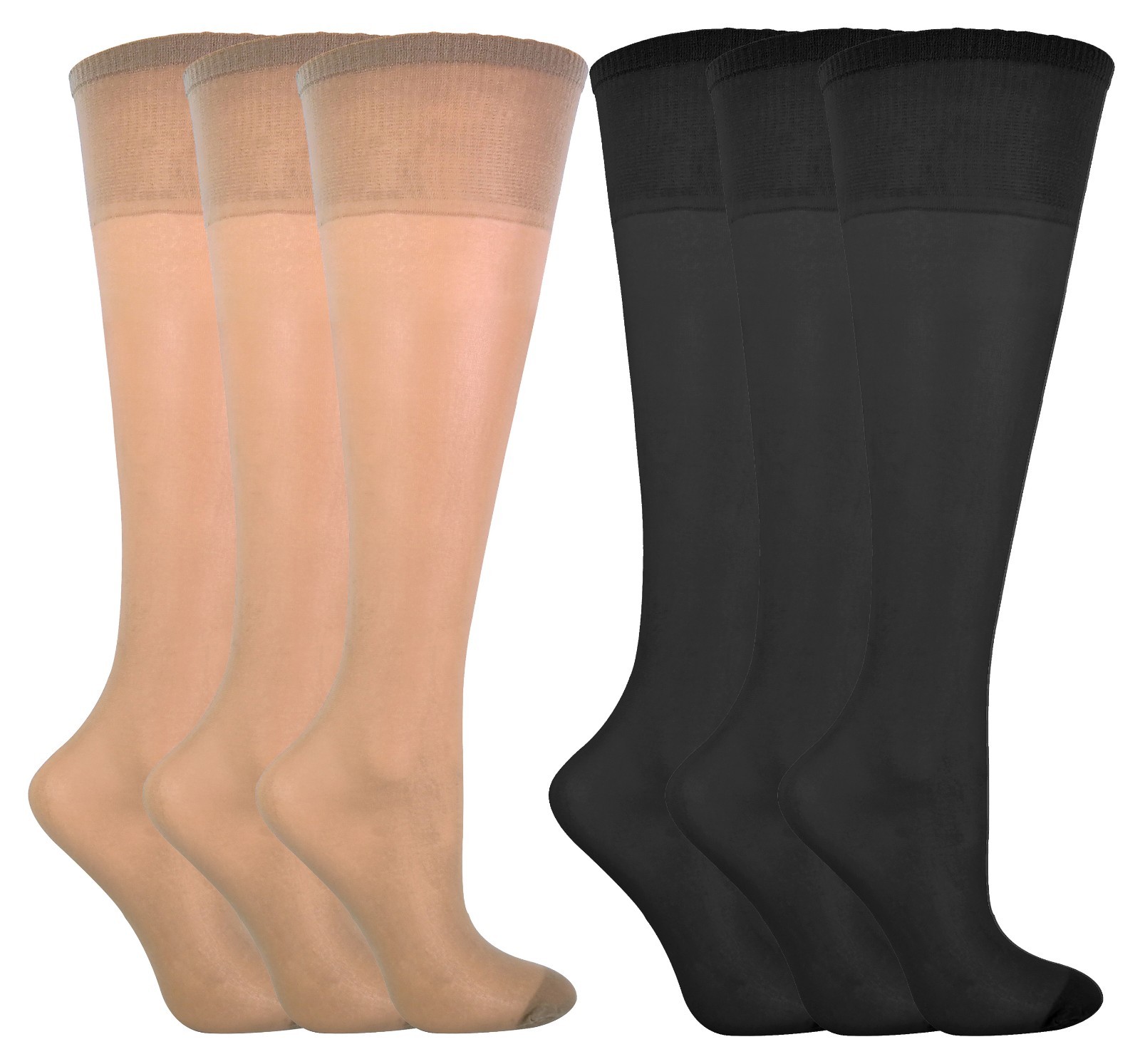 LIVIA - 3 Pack Womens 15 Denier Nylon Sheer Knee High Trouser Stockings ...