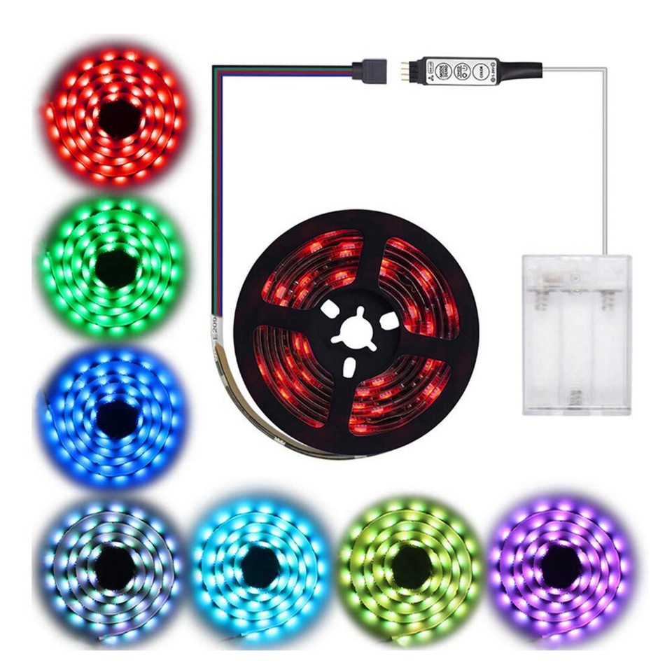 5V 5050 RGB led strip light colour changing USB battery TV PC backlight ...