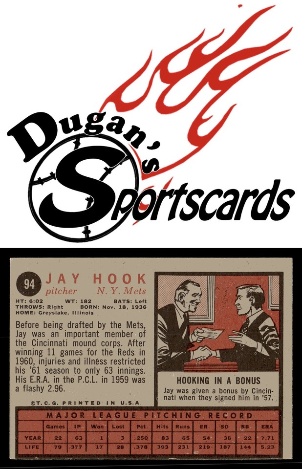 1962 Topps #94 Jay Hook | eBay