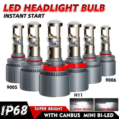 Laser H7 H11 H4 9005 9006 LED Headlight Bulbs Hi-Lo Beam Mini-bi Lens ...