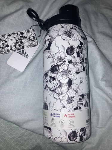 HydraPeak Artisan 32oz Stainless Steel Water Bottle Skulls Halloween | eBay