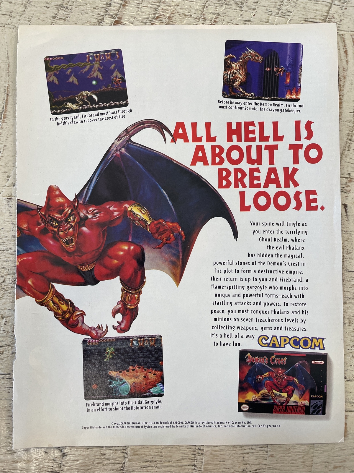 1994 Demon's Crest SNES Capcom Video Game Art 1994 Vintage Print Ad ...