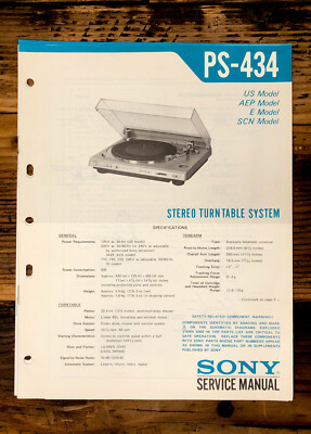 Sony PS-434 Record Player / Turntable Service Manual *Original* | eBay