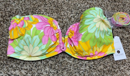 Shade & Shore Multi-Color Floral Bikini Top w/ Removable Pads. Size ...