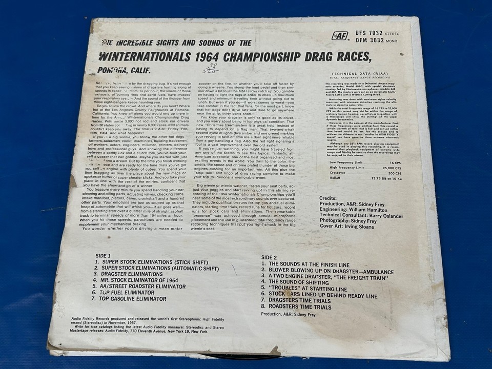 (3) Vintage 1960s Drag Racing Record Albums 1964 POMONA DRAGSTER IN HI ...