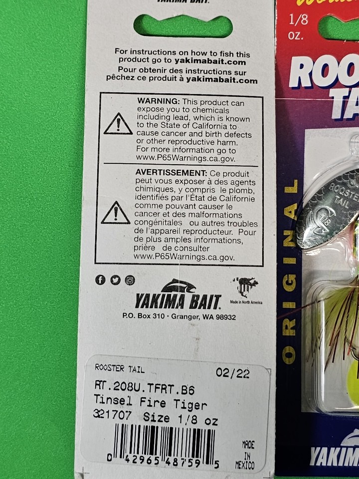 Lot of 3 Rooster Tail, 1/8 oz., Worden's, Bait, UV Coated, Tinsel Fire ...