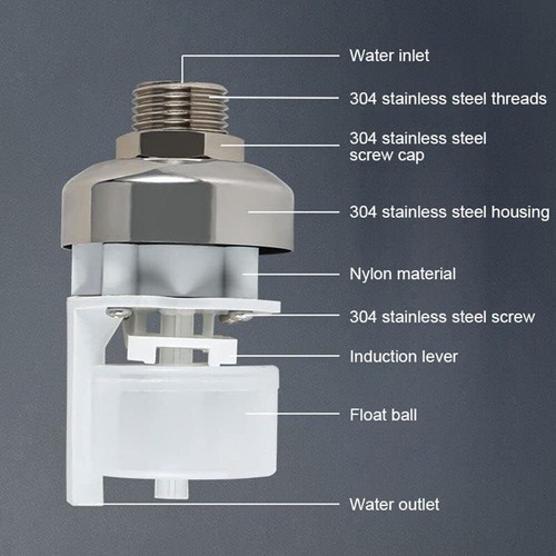 Stainless Fully Automatic Water Level Control Float Valve Kitchen Tap ...
