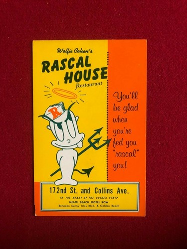 1970's, Wolfie Cohen's "RASCAL HOUSE" "Un-Used" Post Card (Scarce ...