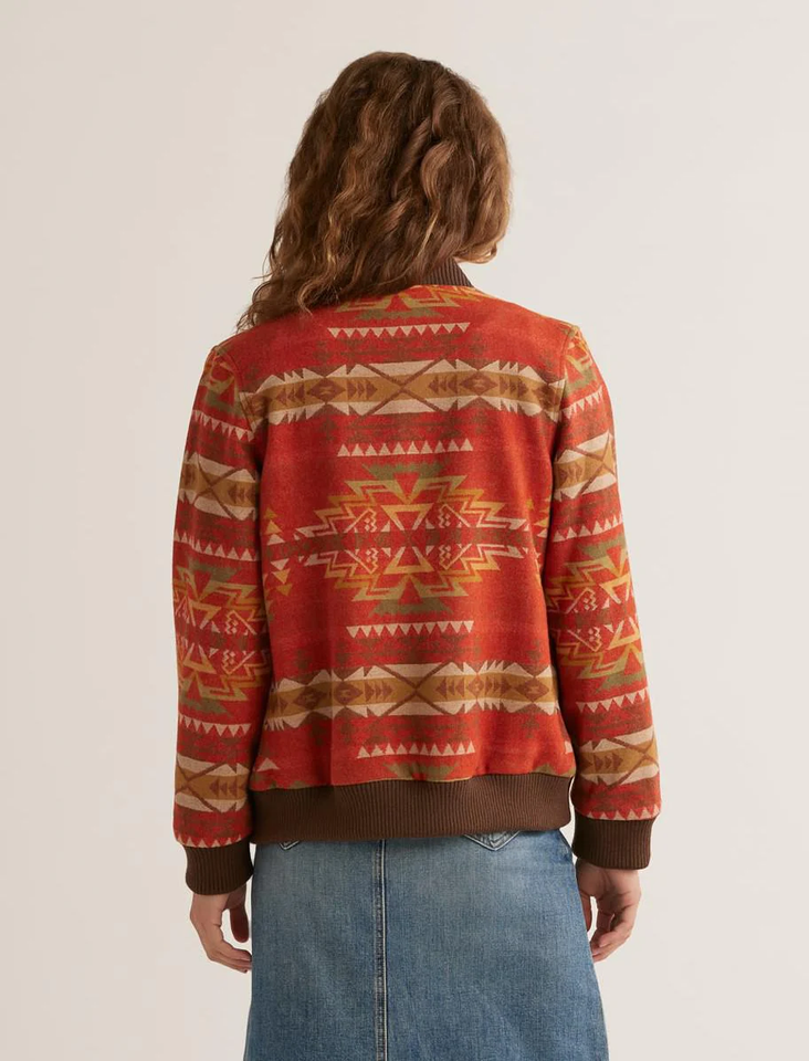 New Pendleton Women’s Hoyt Wool Bomber Jacket - Red Highland Peak ...