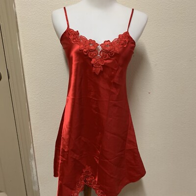 The Lingerie Collection Nightie Red Satin Polyester Babydoll Short Slip ...