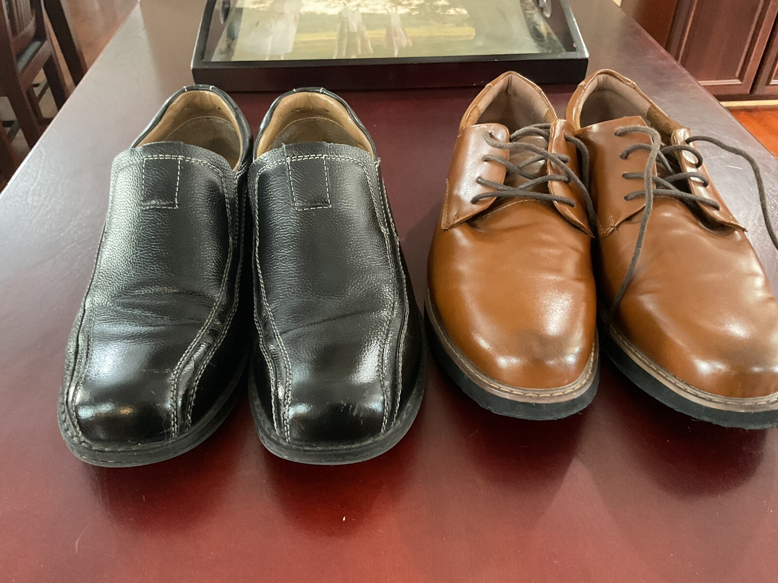 PRE-OWNED TWO PAIR 2 MENS SHOES BLACK DOCKERS & Brown… - Gem