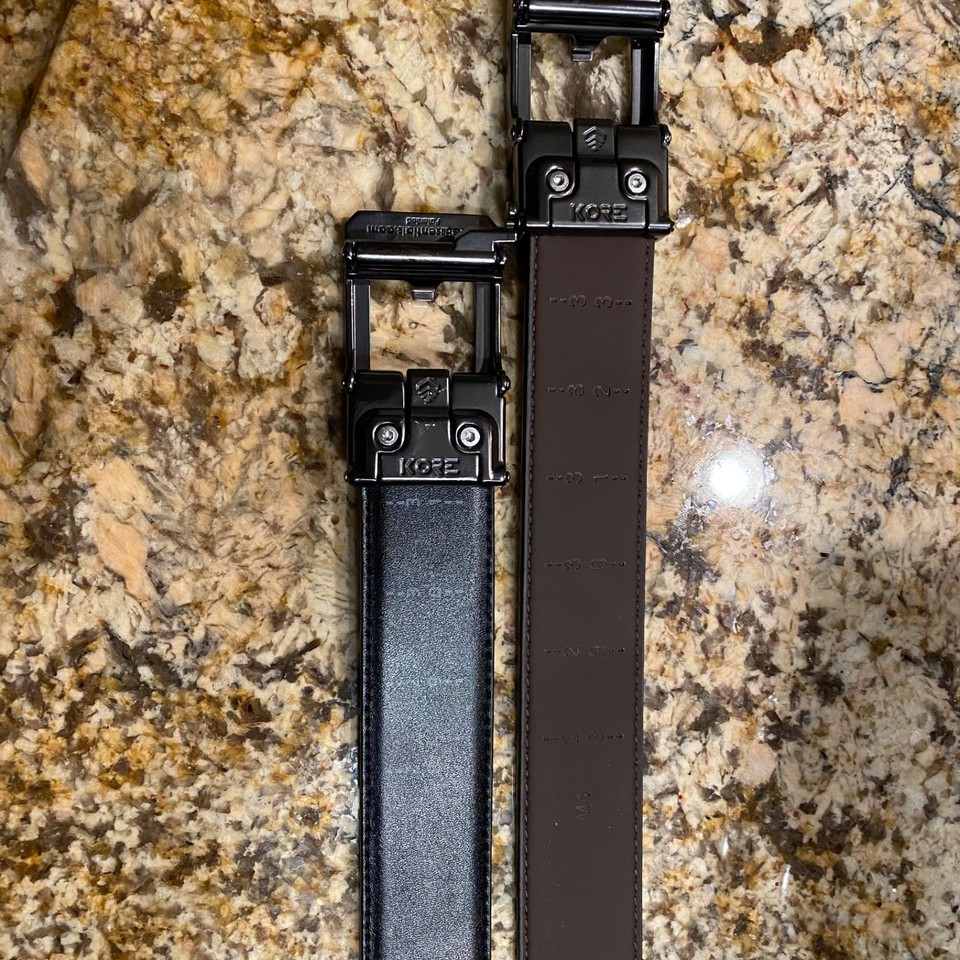 Lot Of 2 Kore Essentials Leather Gun Belt Bundle Ratchet Belts. Size 28 ...