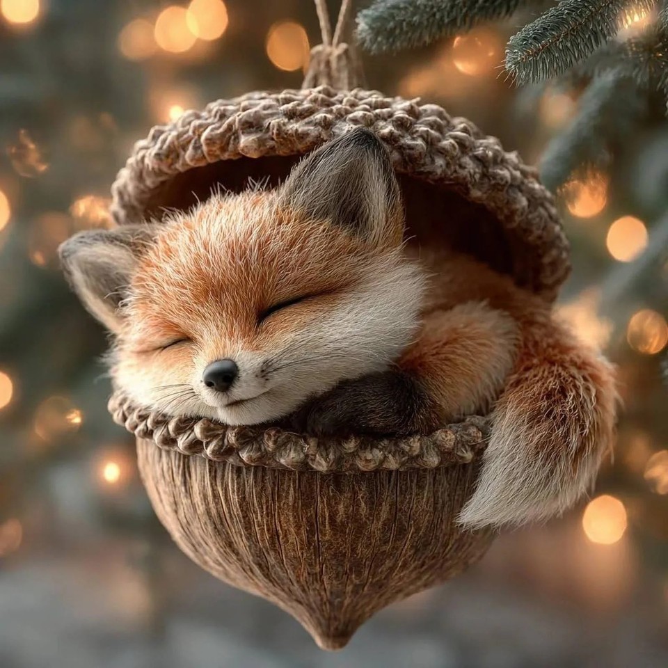 Forest Animal Ornaments Rustic 2D Acrylic Forest Fox Acorn Christmas ...