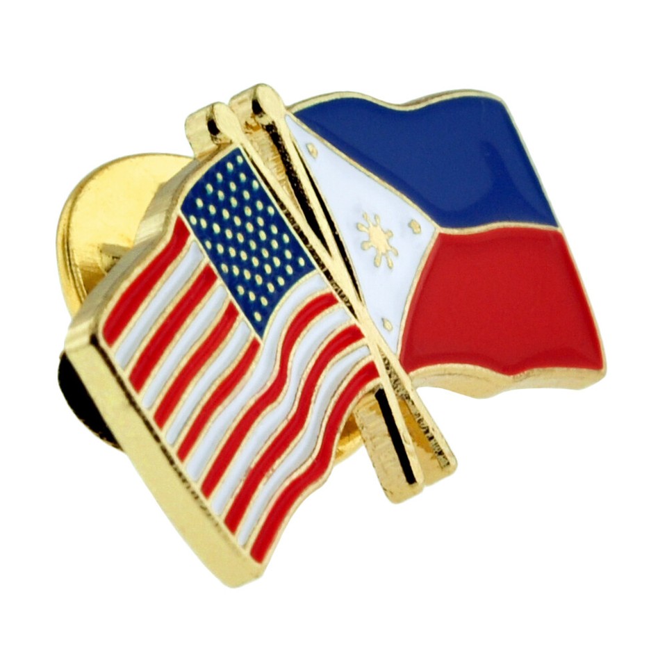PinMart's USA and Philippines Crossed Friendship Flag Enamel Lapel Pin ...