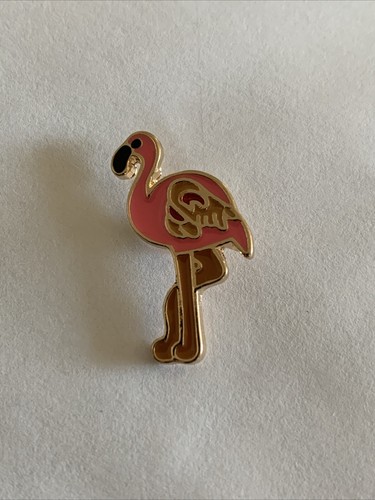 Flamingo Bird Pin Gold Tone Enamel | eBay