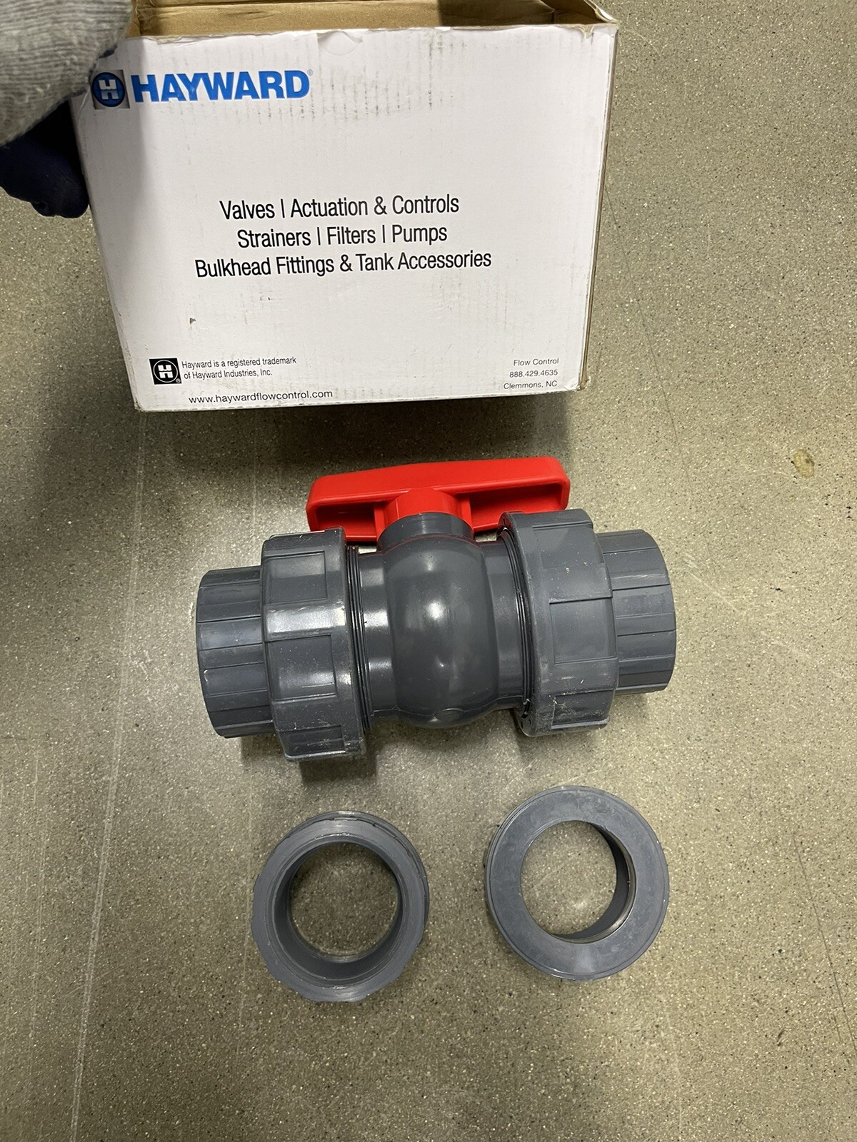 Hayward QTA1020CSEG 2 inch Gray QTA Series True Union PVC Compact Ball ...