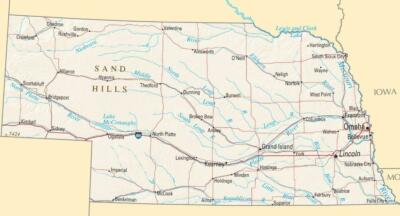 NEBRASKA STATE ROAD MAP GLOSSY POSTER PICTURE PHOTO BANNER city highway ...