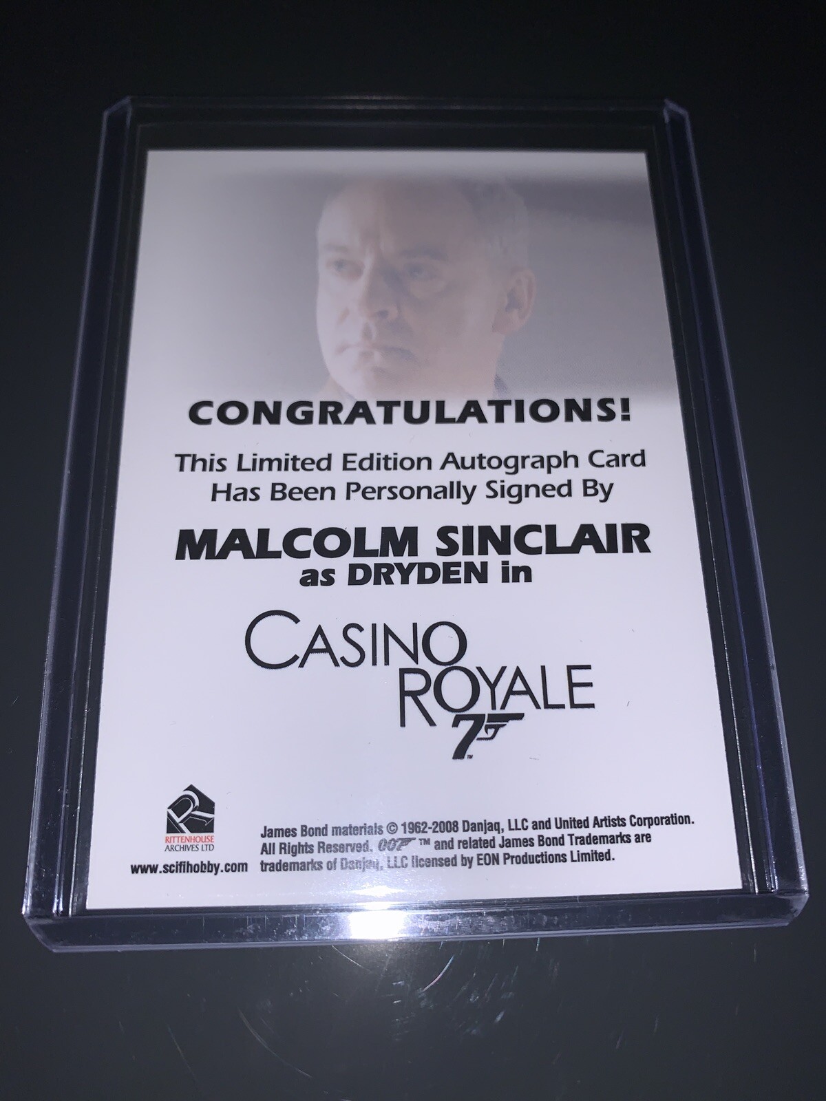 Malcolm Sinclair As Dryden In Casino Royale Authentic Autograph Card ...