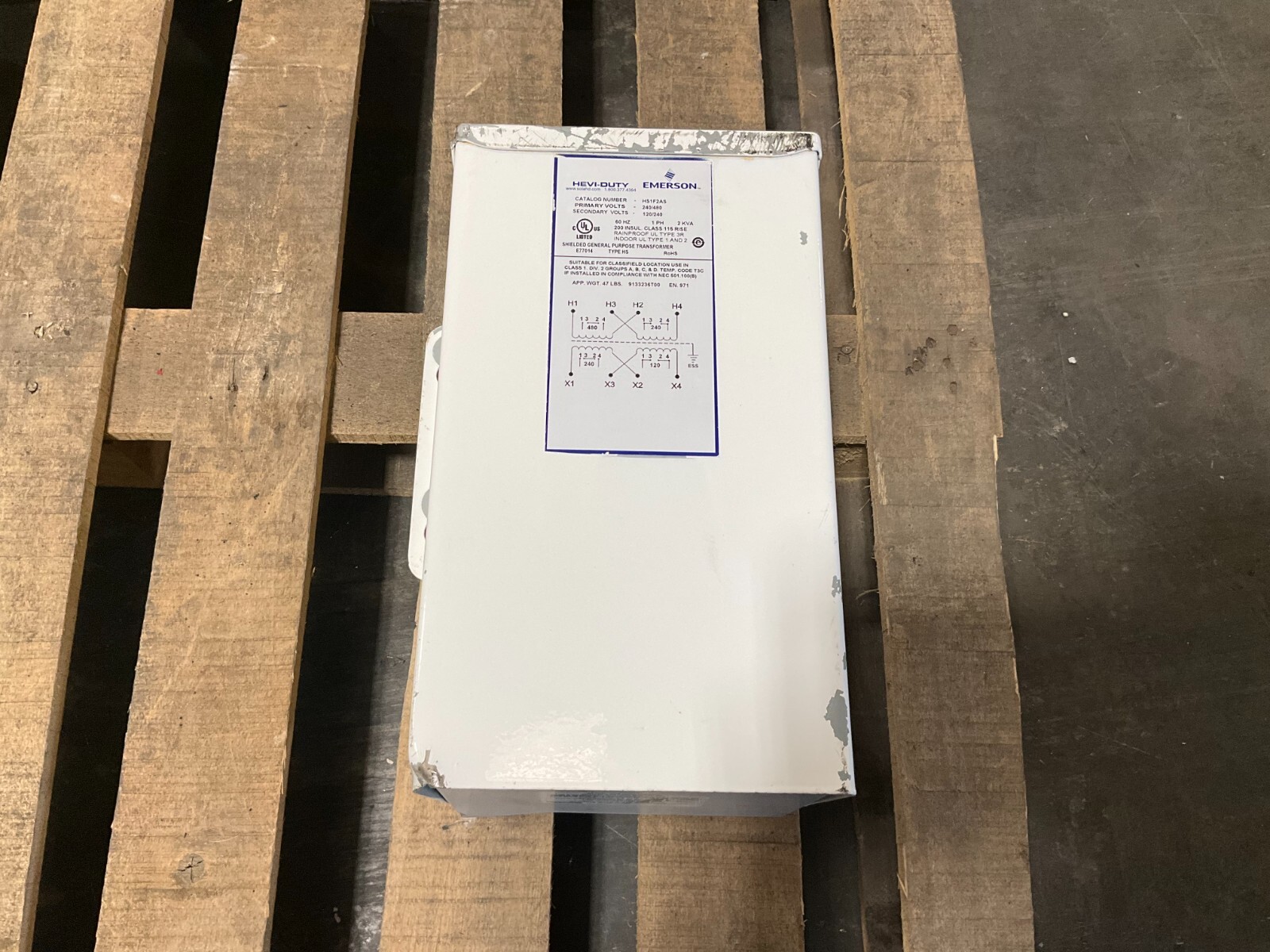 Emerson Hevi Duty HS1F2AS Transformer 2000 VA 2 KVA Single Phase EGS ...