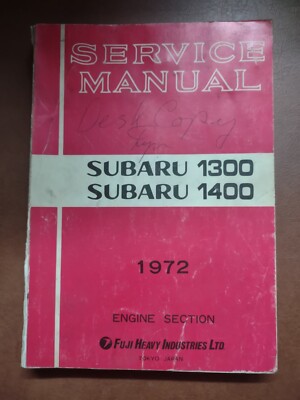 1972 Subaru 1300, 1400 Service Shop Repair Manual Engine Section MSA ...