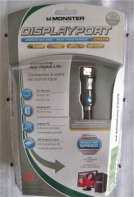 Monster Cable Digital Life 16' DisplayPort Advanced High Speed 14.8Gbps ...