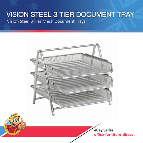 3 Tier Mesh Document Tray Vision Steelware Metal Filing Trays Office ...