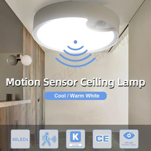 LED Ceiling Light PIR Motion Sensor Lights Panel Wall Lamp Bedroom ...
