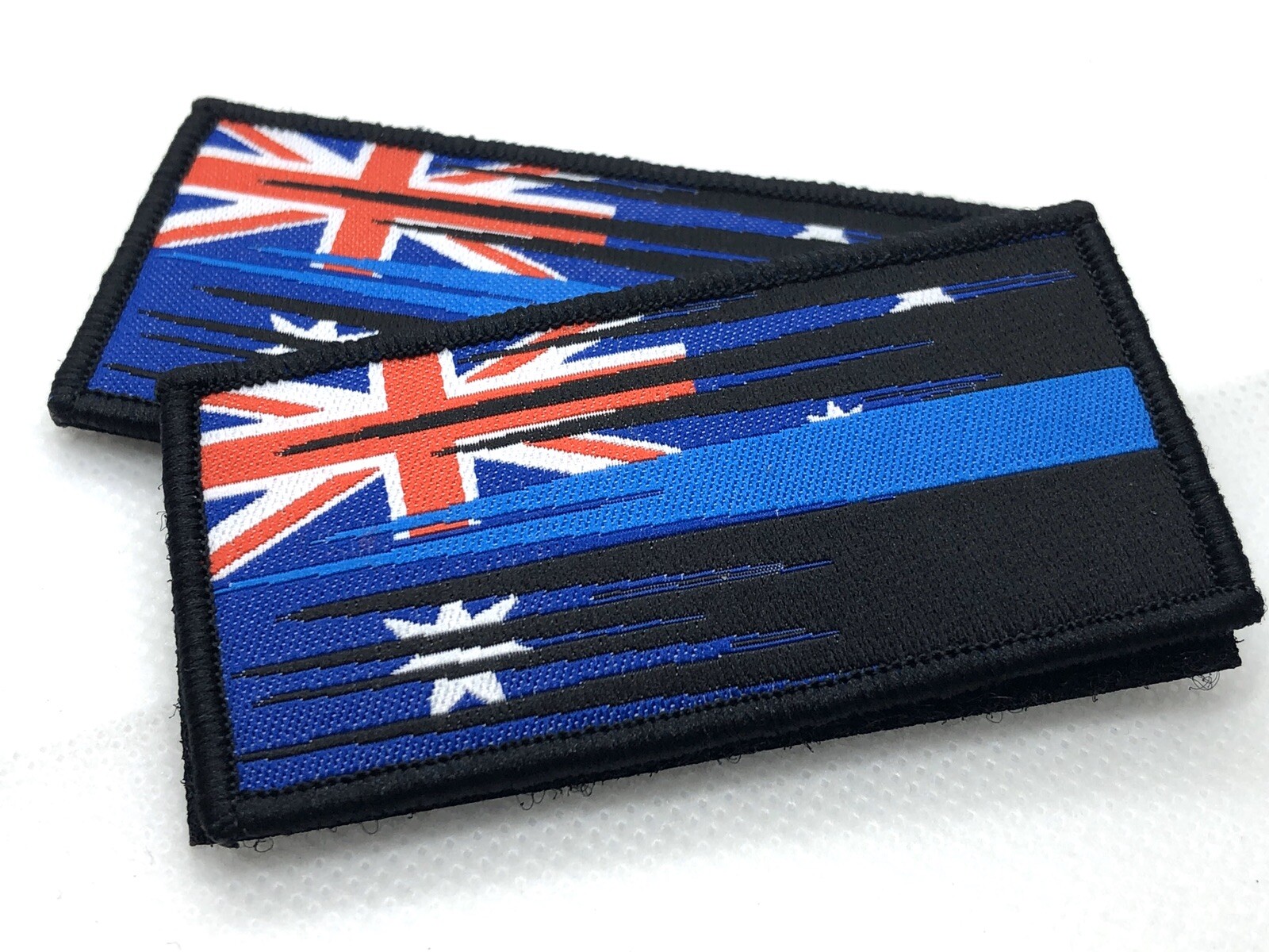 Thin Blue Line Flag Plus Australian Flag, Woven Patch, Hook Rear ...