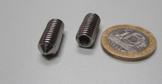 18-8 (A2) Stainless Steel Set Screws, Cone Point, M8 x 1.25 x 20 mm, 10 ...