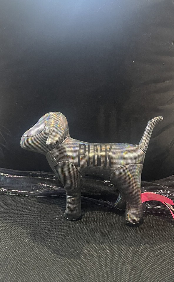 Victoria Secret Pink Mini Dog Stuffed Plush 7" Silver Metallic with ...