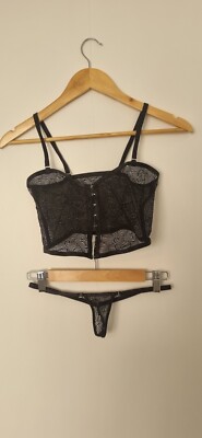 Wicked Weasel Vintage Lace 125 Camisole & 652 clip G-string - S - Black ...