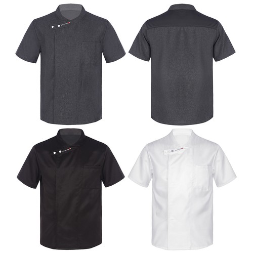 Mens Womens Chef Coat Kitchen Uniform Baking Jacket Breathable Workwear ...