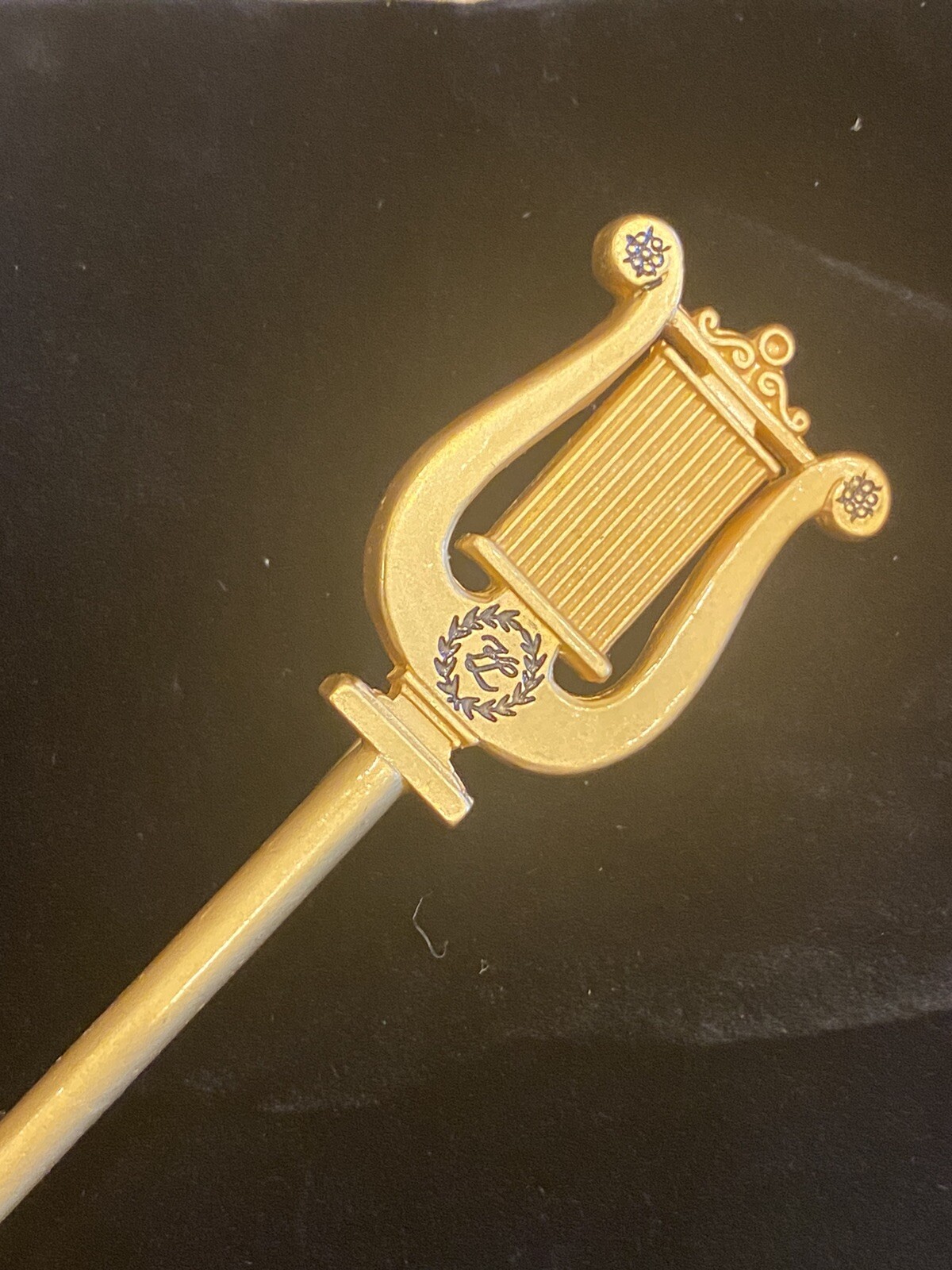 VINTAGE KL KARL LAGERFELD HARP BROOCH PIN - Gem