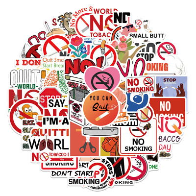 50Pcs-Pack Stop Quit Smoking Stickers for Adut Laptop Waterproof Vinyl ...