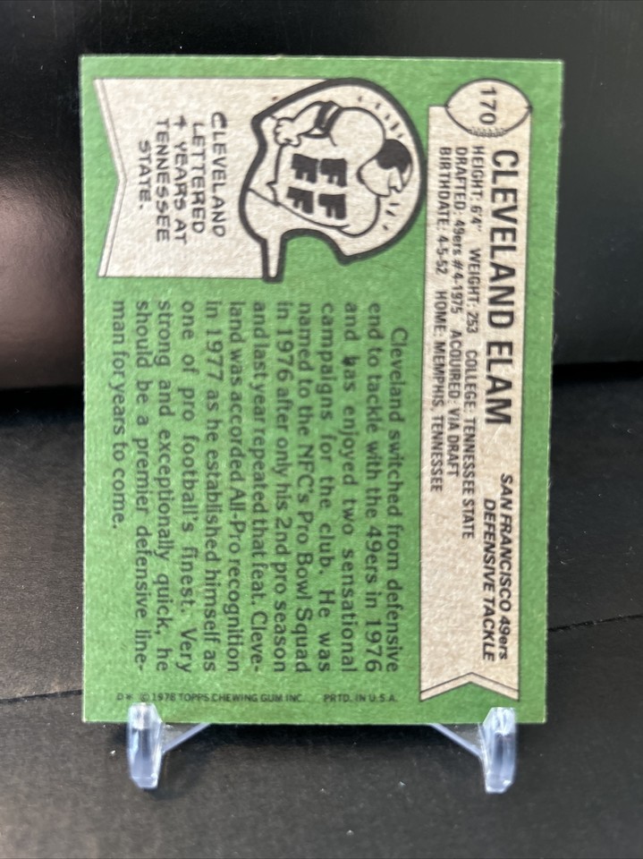 1978 Topps Football Cleveland Elam San Francisco 49ers #170 | eBay