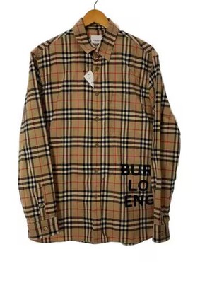 BURBERRY/Long-sleeved shirt/L/Cotton/BEG/Check/Logo print/8017567 | eBay UK