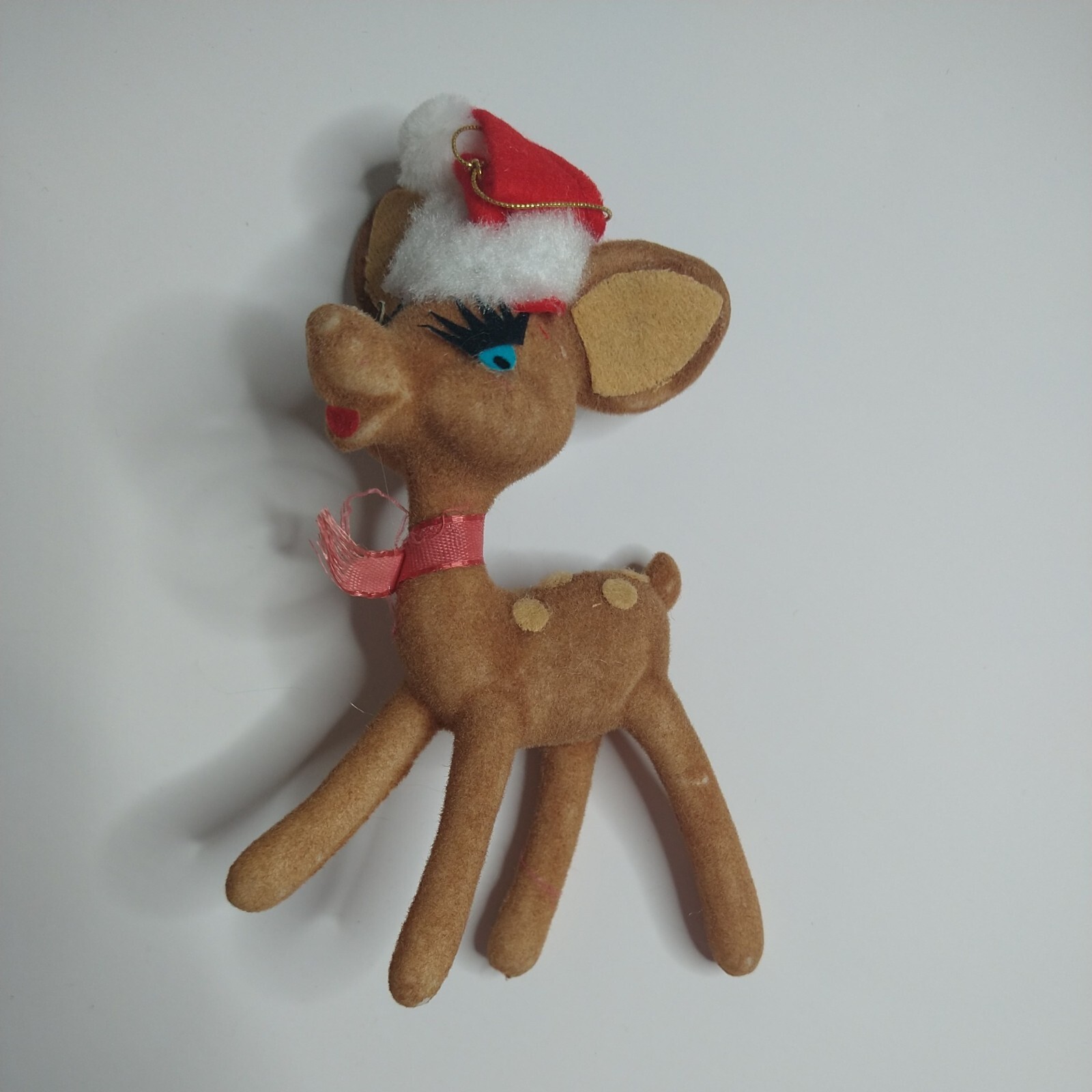Vtg Flocked REINDEER Baby DEER Christmas Ornament Santa Bambi Fancy ...