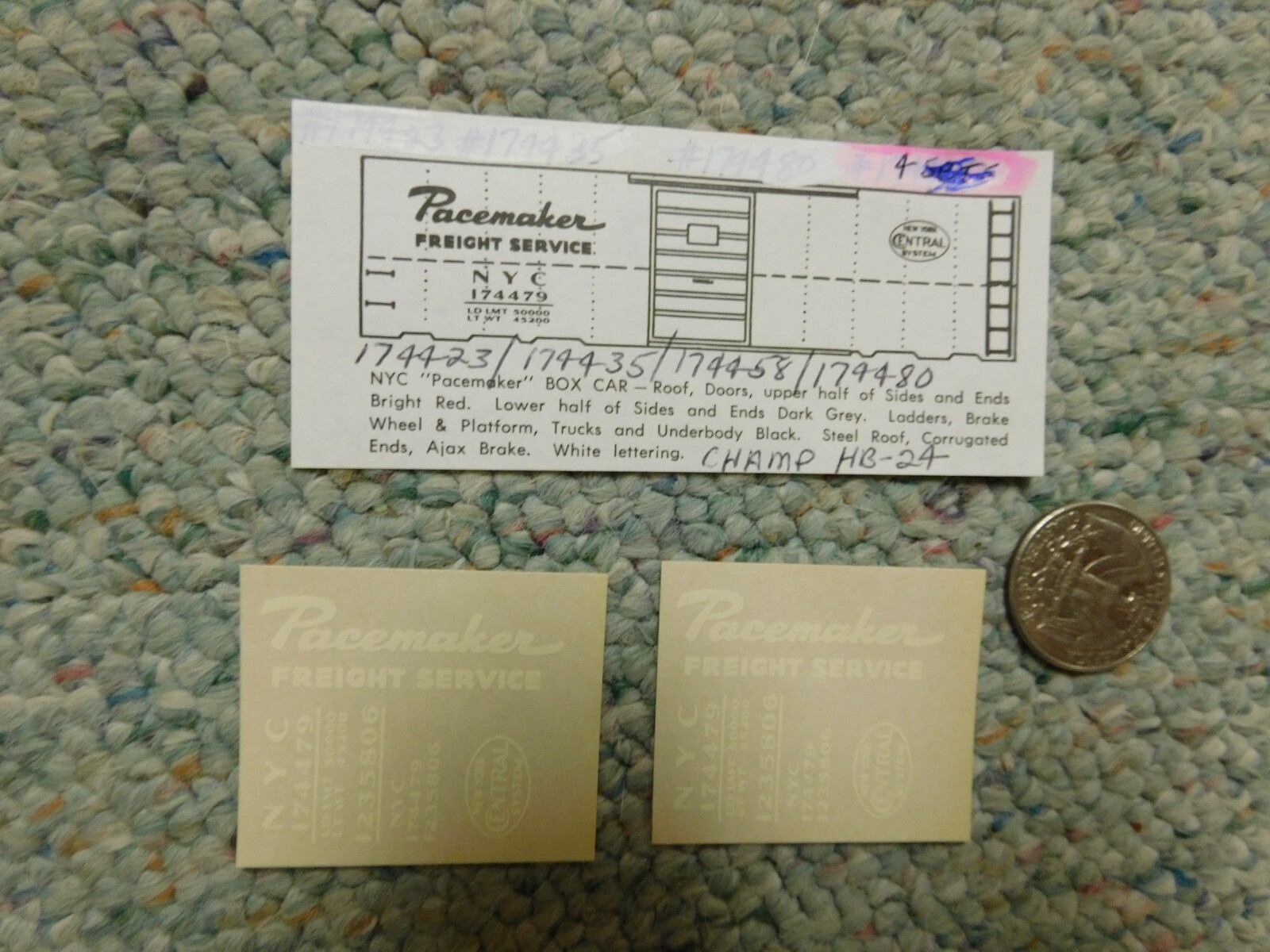 Champ decals HO HB-24 NYC Pacemaker Freight box car DECALS ONLY S35 | eBay